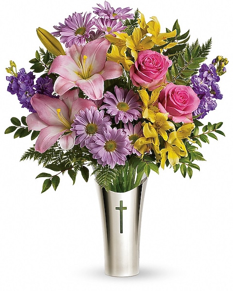 Teleflora Sacred Garden Spray A New Sunrise Spray Sympathy Arrangement