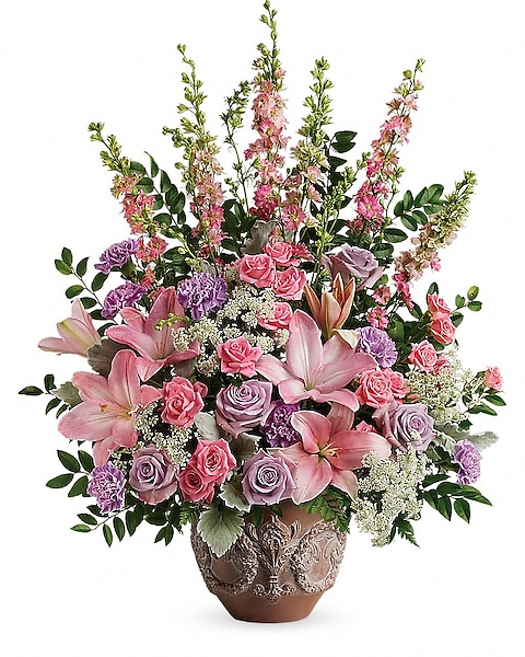 Teleflora In Loving Memory Gentle Thoughts Standing Spray Terrafolia