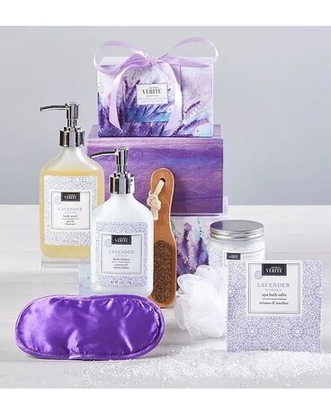 Lavender Spa Gift Tower in Burton MI - Bovan Floral Group