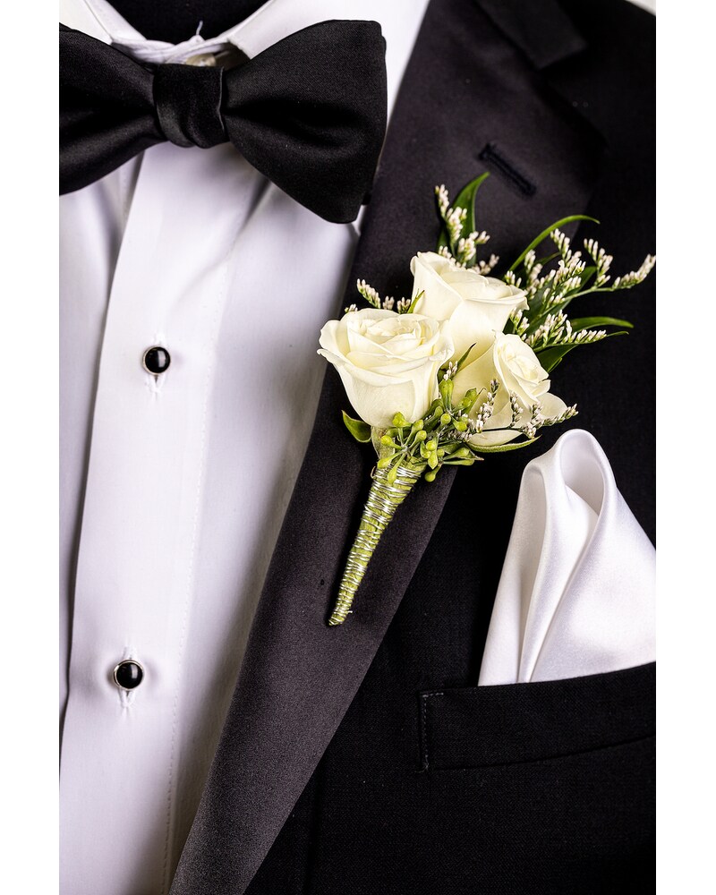 White and Green Boutonniere Fallon s Flowers