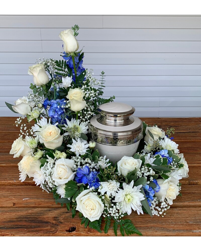Blue White Urn Ring