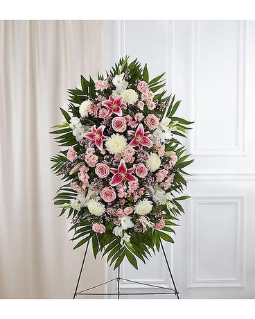 Tribute Pink and White Sympathy Standing Spray in Jupiter FL - Anna ...