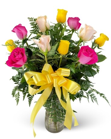Dz Mixed Long Stem Roses in Wichita KS - Tillie's Flower Shop