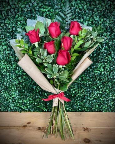Half Dozen Wrapped Roses in Greenwood IN - The Flower Market