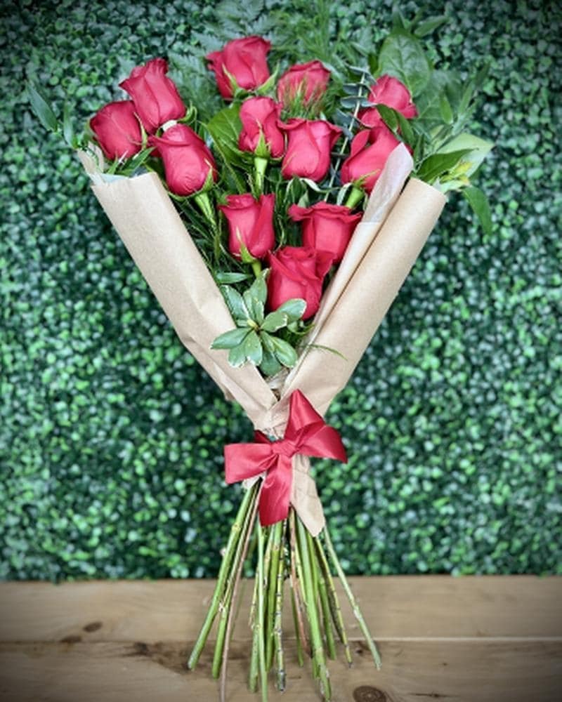 Dozen Wrapped Roses in Greenwood IN - The Flower Market