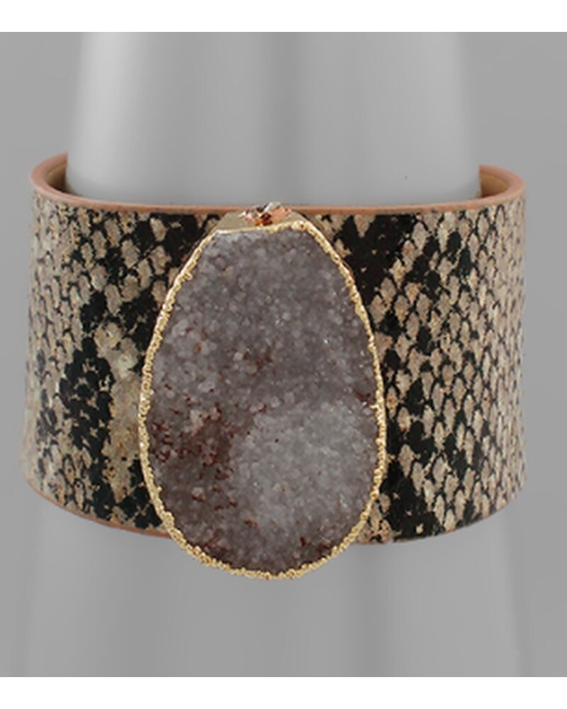 Druzy Leopard Cowhide Bracelet