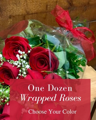 Dozen Wrapped Roses - Choose Your Color in Lakehurst NJ - Colonial Bouquet
