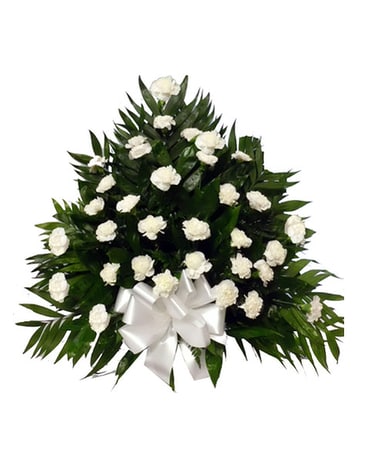 32 Carnation Tribute Mache: All White - Piccolo's Florist