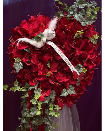 *Faux* In Loving Memory Red Heart Standing Spray in Spring Hill FL ...