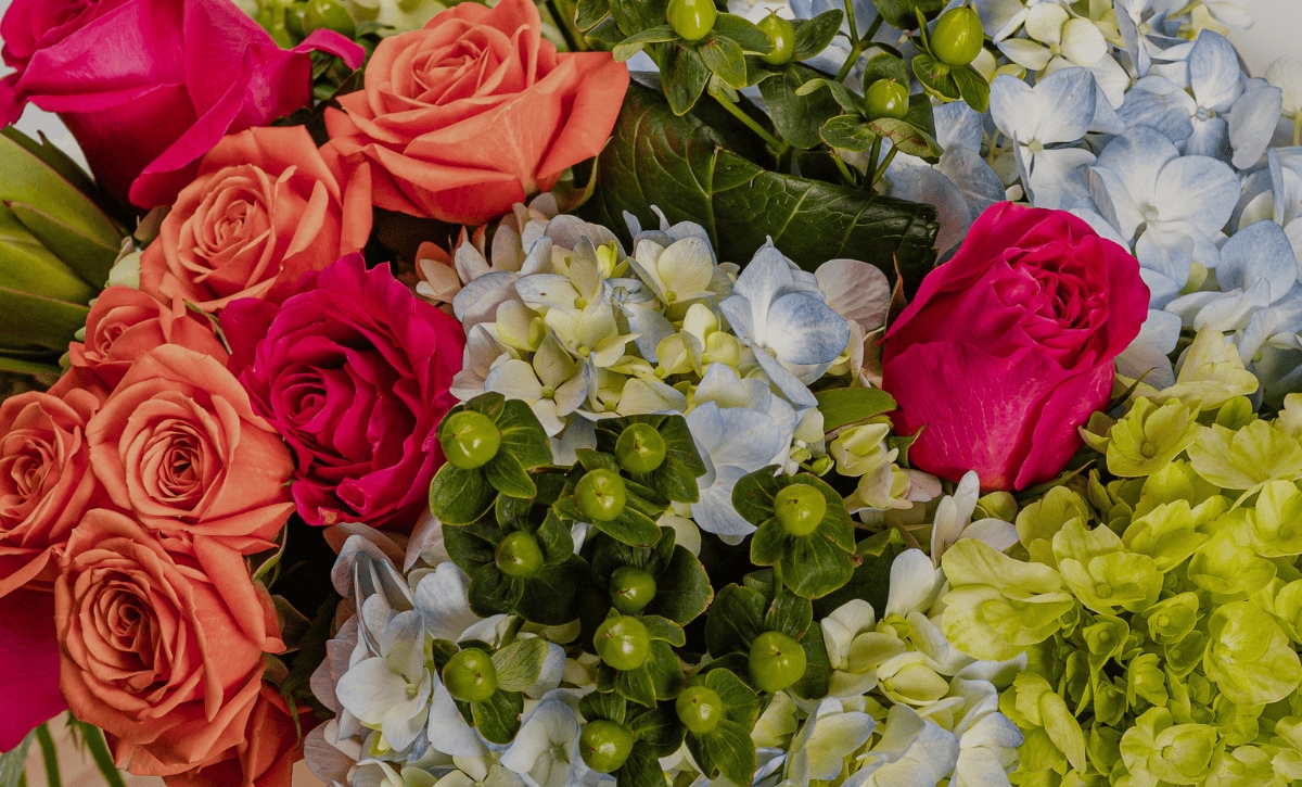 Bright colorful mix of flowers