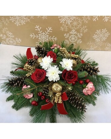 Round Christmas Centerpiece with Gold Accents in Tillsonburg ON ...