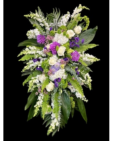 POPS OF PURPLE STANDING SPRAY in Quincy MA - Fabiano Florist