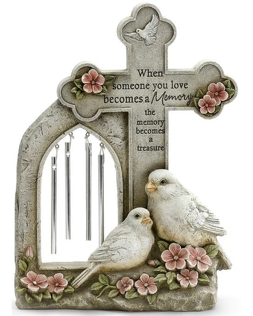 Dove & Cross Memorial Stone with Chime in Poplar Bluff MO - Rob's Flowers