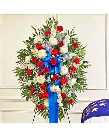 Red, White & Blue Sympathy Standing Spray in Brooklyn NY - Marine Florists