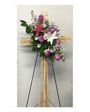 River cane Cross in Lavender in Modesto CA - Flowers By Alis