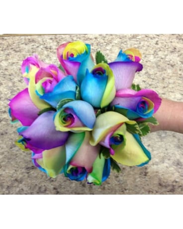 Rainbow Rose Wedding Bouquet