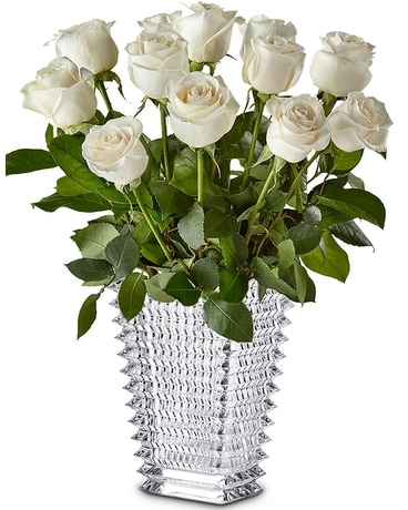 Long Stem White Roses With Crystal Vase delivered Palm Springs CA ...