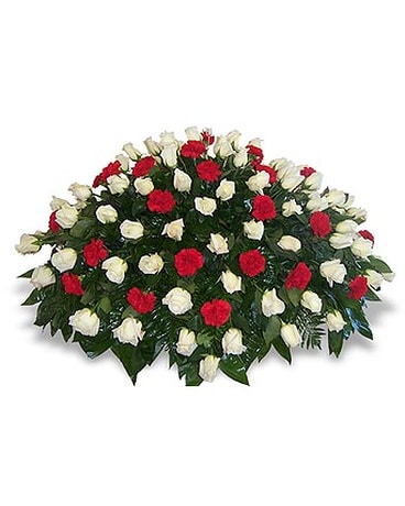 1/2 Pall of White Roses and Red Carnations in Nashville TN - Flowers By ...