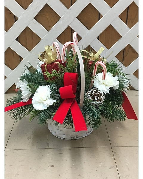 Basket Candy Cane Bouquet Candy Cane Aquapack By County Florist