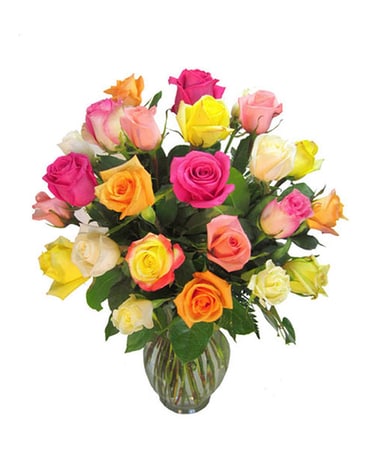 Two Dozen Rainbow Roses - Jennie's Flowers