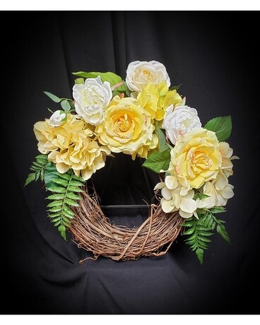 SILK GRAPEVINE WREATH IN YELLOWS & WHITES in Albany NY - Emil J ...