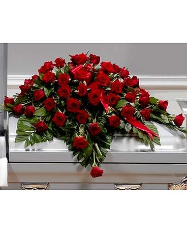 Exquisite Red Rose Casket Cover in Southfield MI - Thrifty Florist