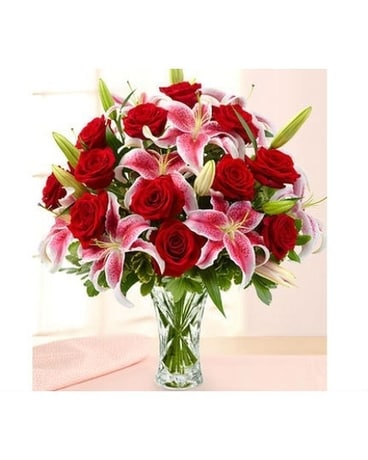 Dozen Roses & Stargazer Lily Bouquet in Winston Salem NC - Sherwood ...